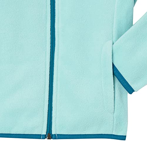 Amazon Essentials Girls' Polar Fleece Full-Zip Mock Jacket, Aqua Blue/Teal Blue, Small
