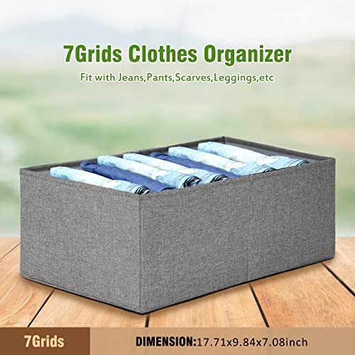 Augfox Jeans Storage Organizer for Closet, 7-Grid Clothing Organizer, Pants Organizer for Closet β Washable and Sturdy Clothing Storage for Tshirts, Jeans, Pants, Sweaters (1 piece, Grey)