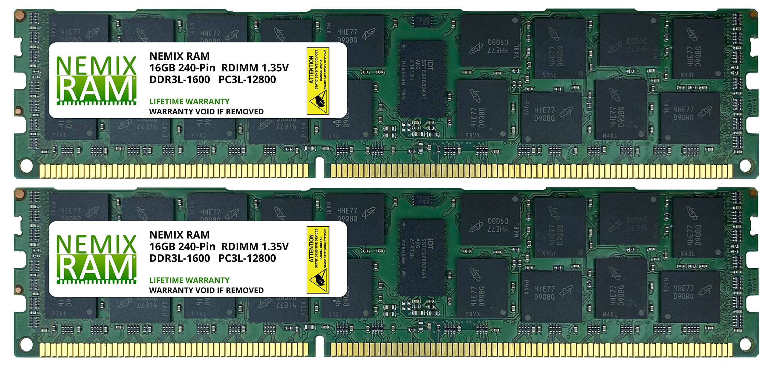 32GB (2x16GB) DDR3-1600MHz PC3-12800 ECC RDIMM 2Rx4 1.35V Registered Server Memory by NEMIX RAM