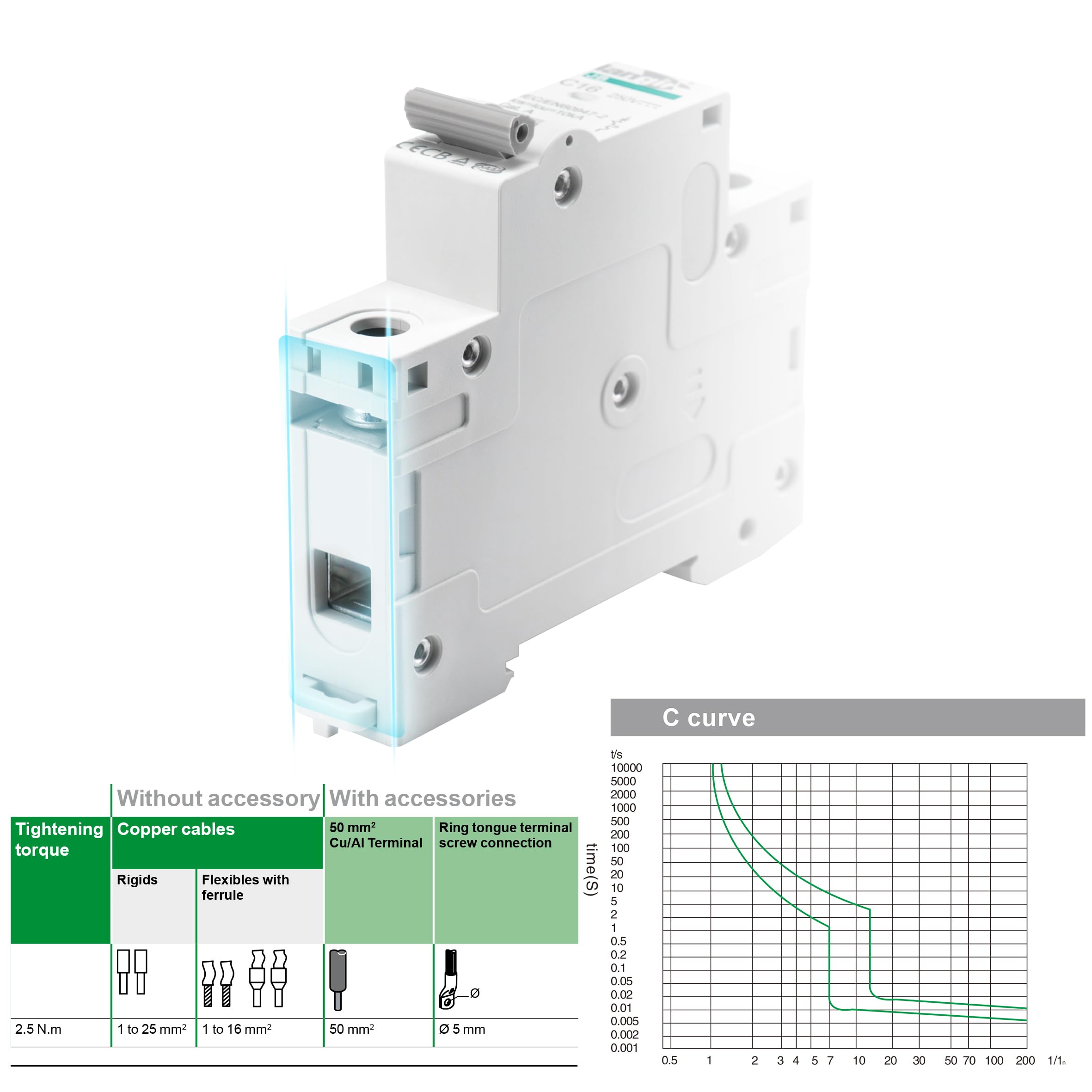 LANGIR DC Circuit Breaker 6A 1 Pole Voltage Protection for Battery and Solar PV System DIN Rail Mount, Solar Disconnect Switch