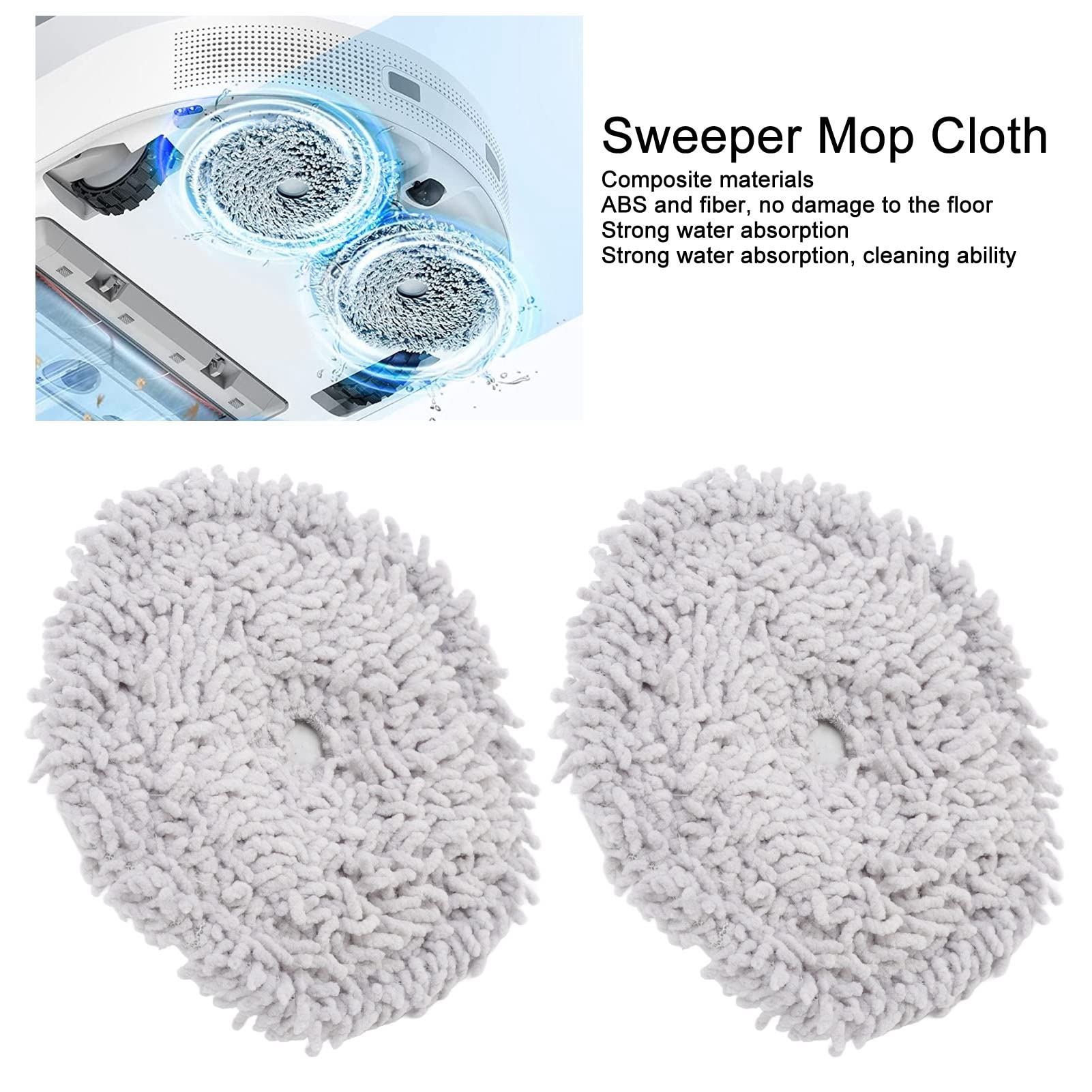 2Pcs Replacement Mop Pad Sweeper Cleaning Mop Cloth Side Brush Acuum Cleaner Rag Accessories Practical Durable for Dreame W10 Pro