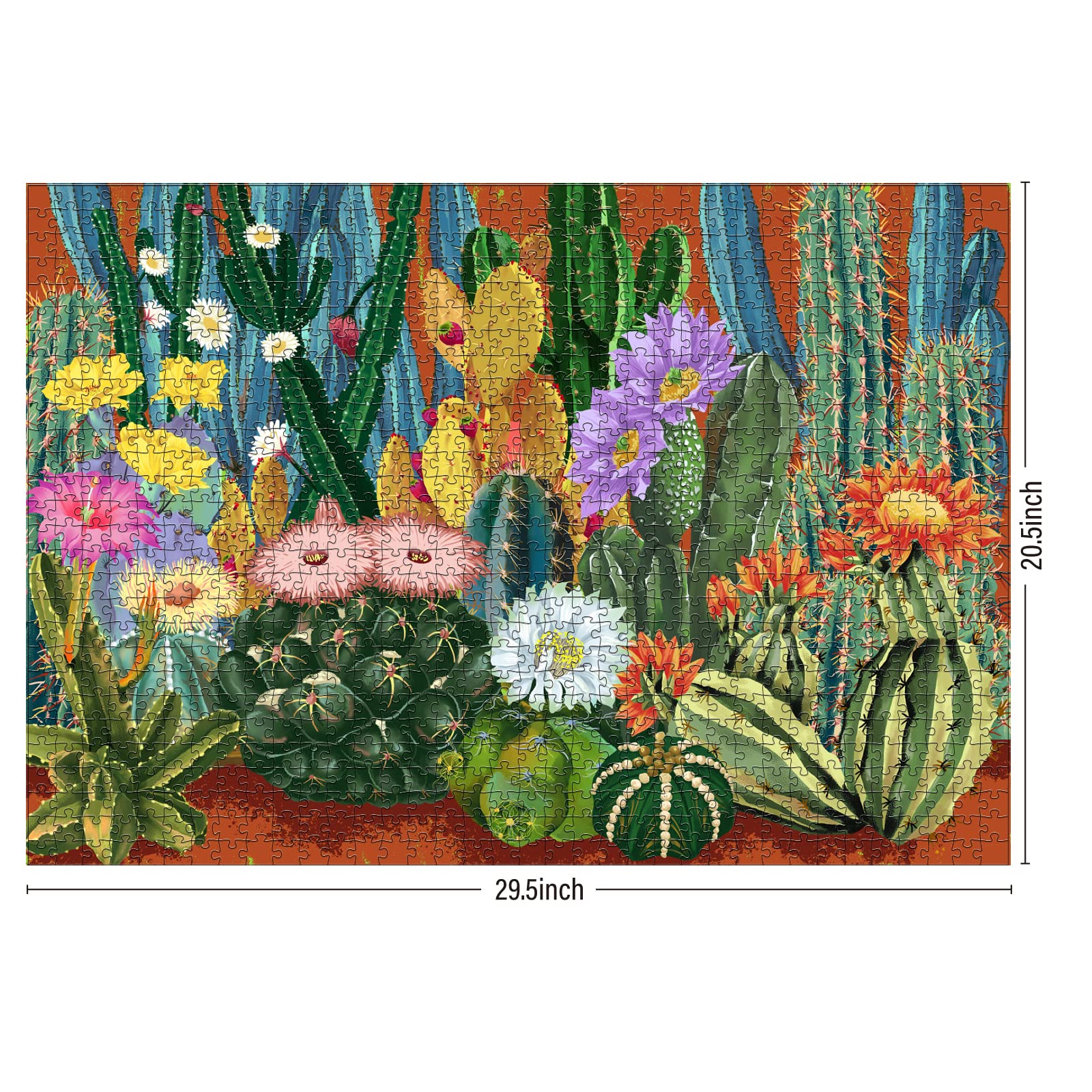 Antelope - 1000 Piece Puzzle for Adults, Whisper of Cactus Jigsaw Puzzle 1000 Pieces by Lynn Weilin, Spring Plant Jigsaw Puzzle with Different Species of Cactus, Cactus Puzzles