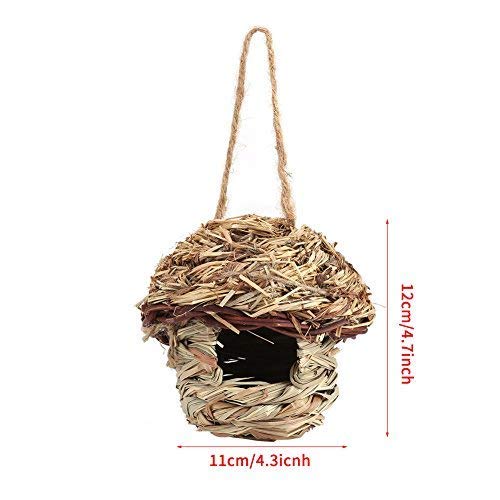 Fdit Bird Nest, Handwoven Straw Bird Nest Cage House Hatching Breeding Cave in 3 Size for Parrot, Canary or Cockatiel or Other Birds(S)