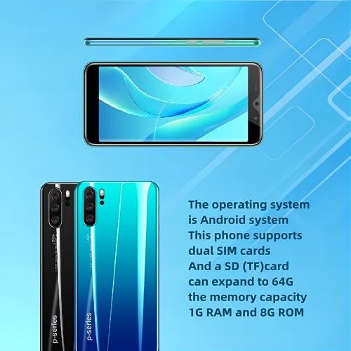 aderroo Unlocked Cell Phone,Y77 Android Smartphone, 5.72-inch IPS Full-Screen,Front and Rear Cameras,1GB RAM 8GB ROM,Only Supports Dual SIM Card Frequency Band of 3GWCDMA :850/2100MHZ(Black)