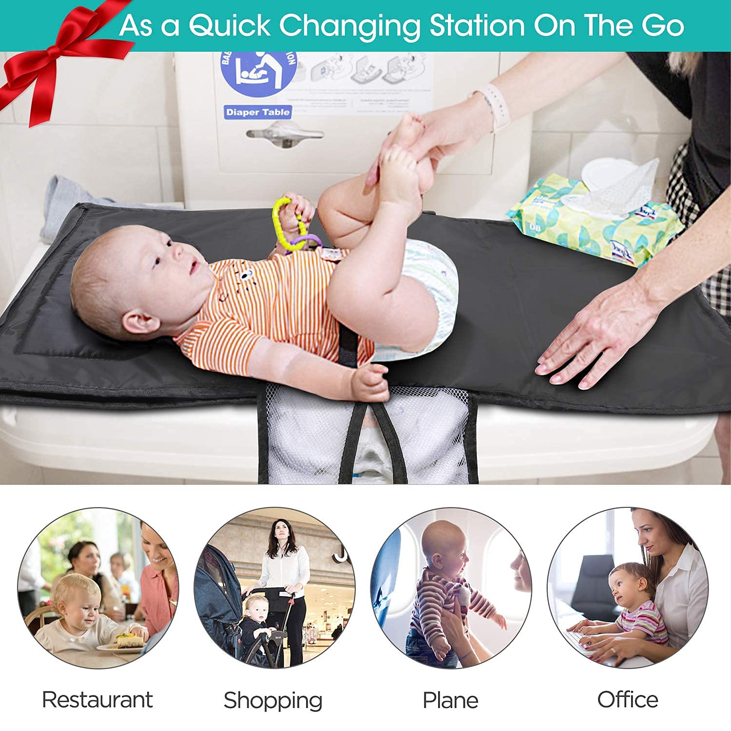 Portable Changing Pad - Baby Travel Changing Pad for Easy Travel - Travel Diaper Changing Pad - On The Go Diaper Pad Changing Mat - Foldable Changing Pad for Moms and Dads - Diaper Pad Changing Mat