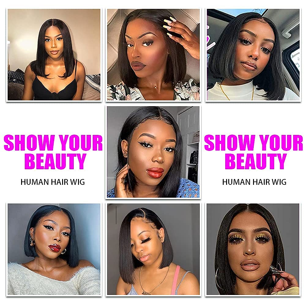 Xagujpo 12inch 13x4 lace front wigs humna hair