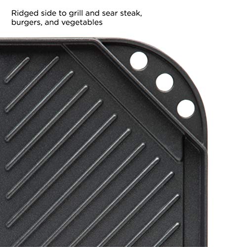 Ecolution 19.5β x 11, Non-Stick, Dishwasher Safe, Double Burner Family Pan Cookware, Cast Aluminum, Reversible Grill/Griddle, Black
