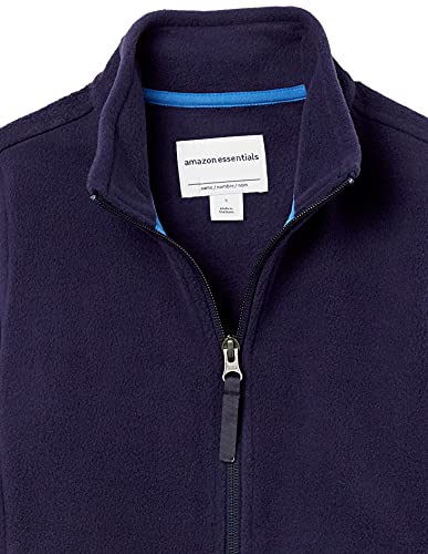 Amazon Essentials Boys' Polar Fleece Full-Zip Mock Jacket, Navy, Medium