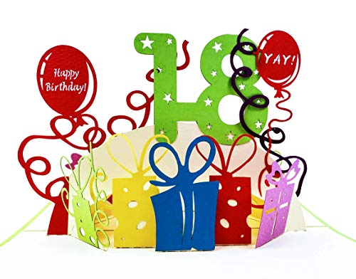 iGifts And Cards Happy 18th Birthday 3D Pop Up Greeting Card - Eighteen, Awesome, Cute, Unique, Special Occasion, Fun, Best Friend, Cool, Congratulations, Super Presents