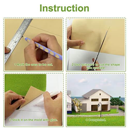Artificial Model Grass Mat Trains Green White Yellow Snow 40x200cm or 15.7ββ x 78'' for Decoration Kids Craft Scenery Model DIY (Grass Green)