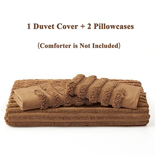 BEDAZZLED Duvet Cover Queen(90''נ90'')Size, 3 Pieces Boho Bedding Sets for Shabby Chic Home, Tufted and Soft Comforter Cover Set, Pumpkin