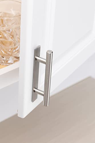 Adherion Adhesive Cabinet Stick On Door Handles 5" | No Drilling Stick On Handle for Drawers Doors Wardrobes Windows | 3M Handle Adhesive | 2 Pack Brushed Nickel | All Metal Stick On Cabinet Handles |