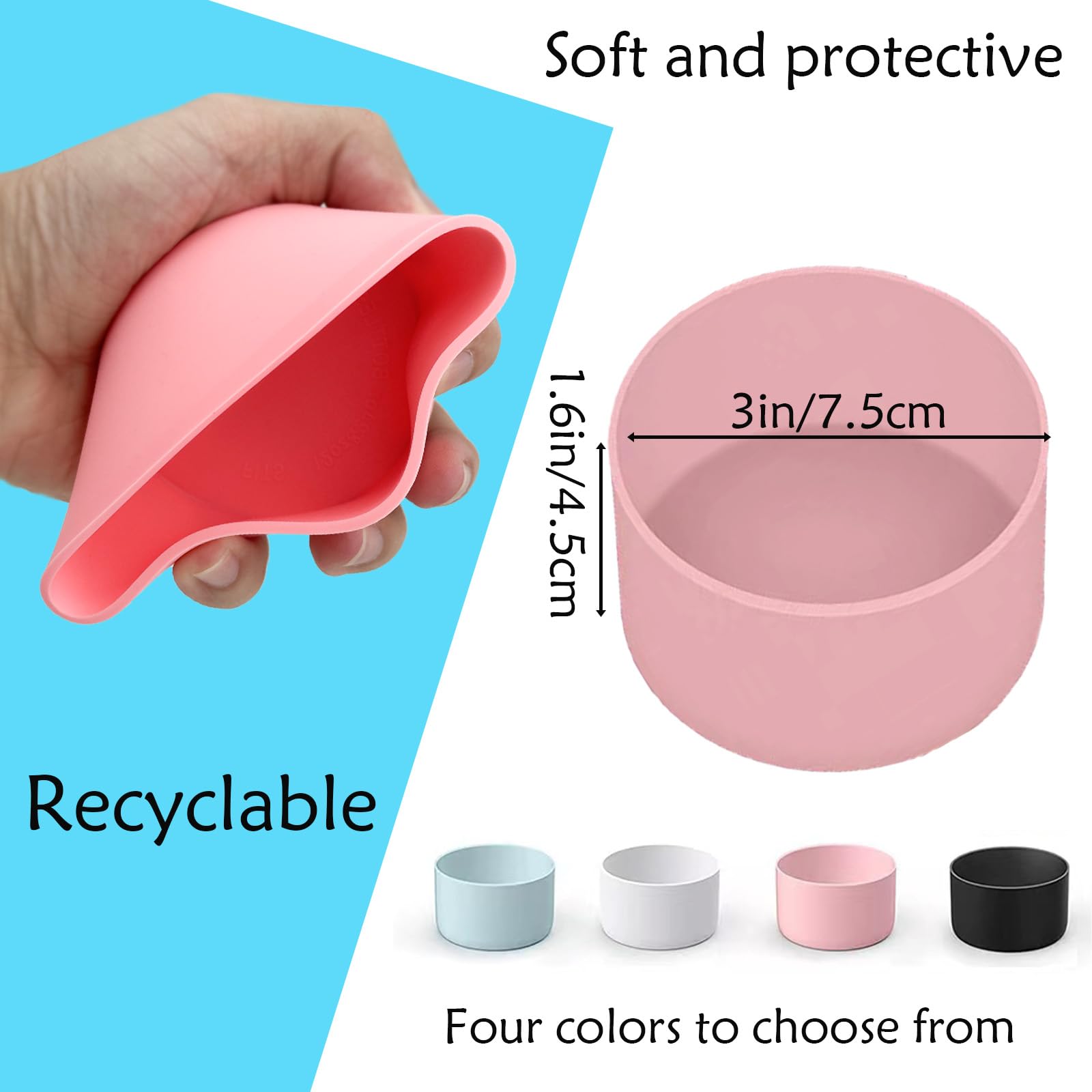 2PCS Silicone Boot Cover Compatible with Stanley Quencher 40 oz 30 oz 20 oz Tumbler with Handle Protect Water Bottle Cup Bottom Bumper Cover Compatible with Stanley Tumbler Accessory (Pink)