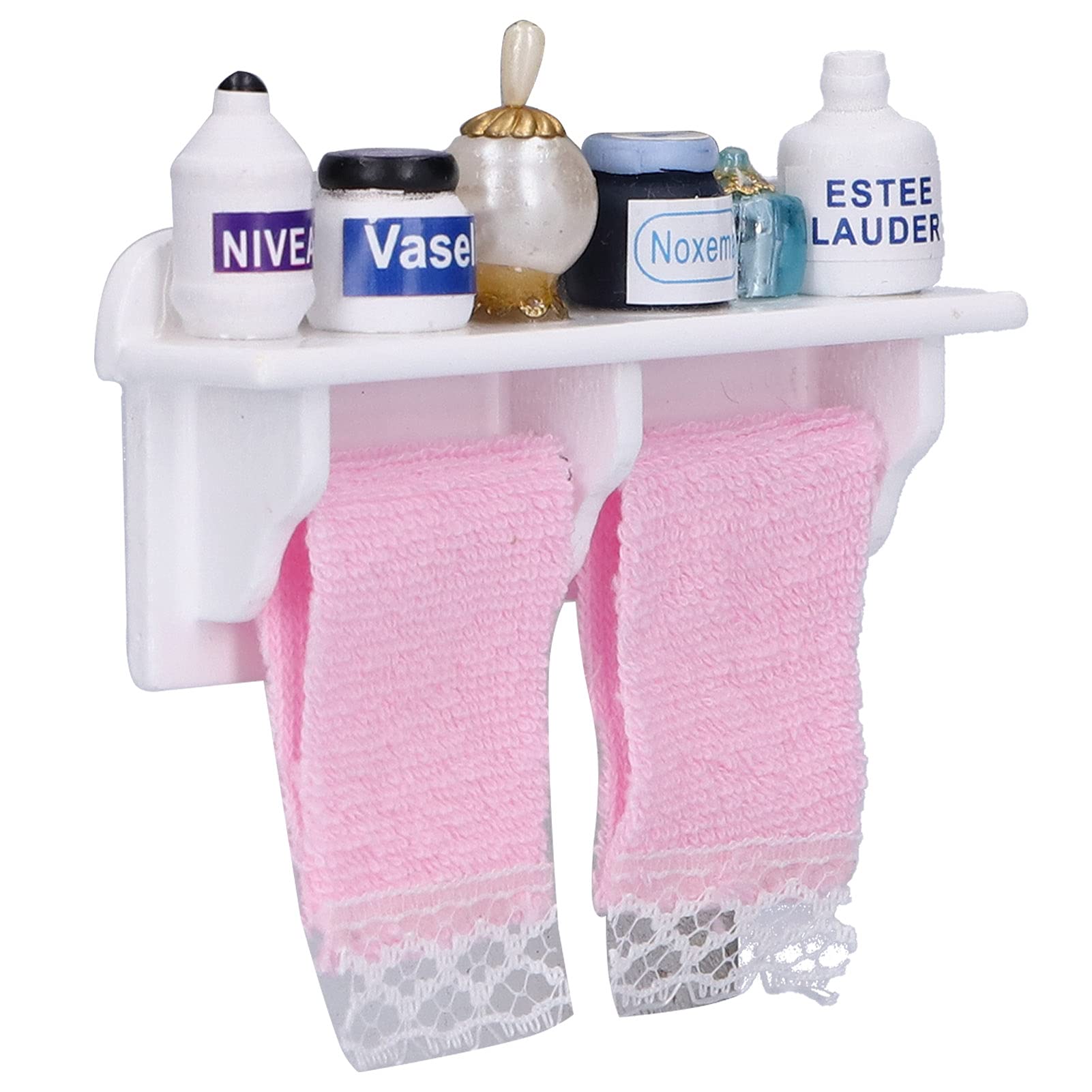 Dollhouse Wooden Towel Rack Bottles, 1:12 Simulation Miniature Furniture Model Toy for Dollhouse Bathroom Decoration Accessories