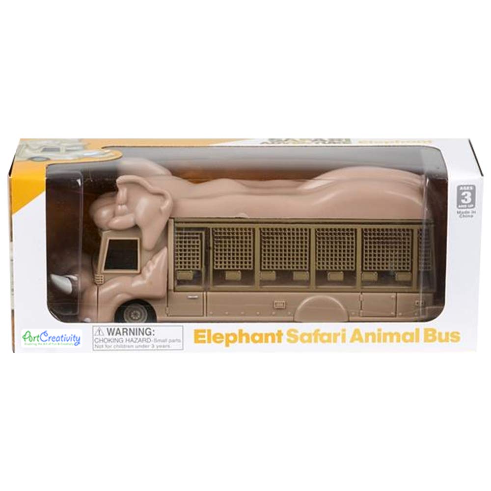 ArtCreativity Pull Back Elephant Safari Animal Bus for Kids, 7 Inch Elephant Design Bus with Pullback Mechanism, Durable Plastic Material, Party Decorations, Best Birthday Gift for Boys & Girls