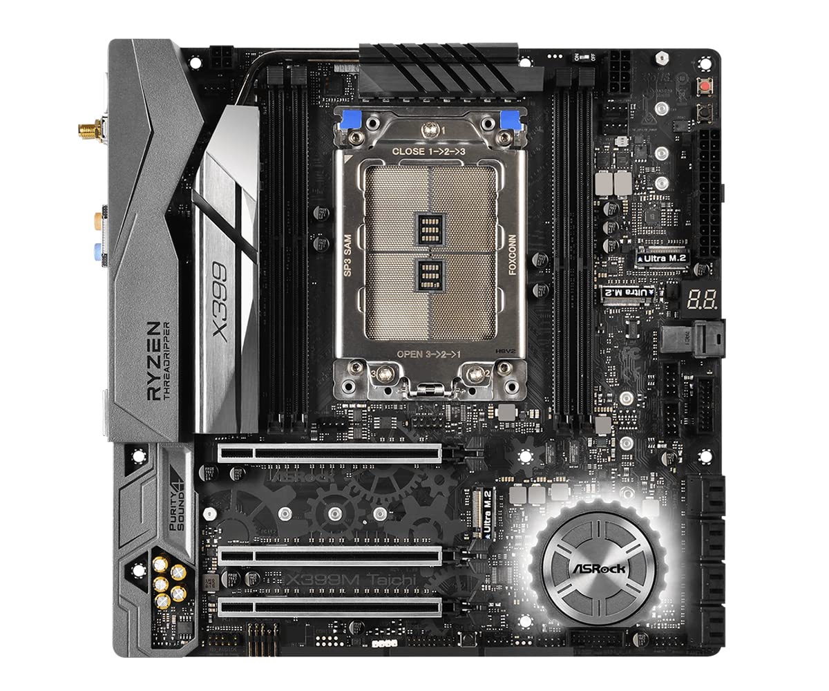 ASRock Socket TR4/ AMD X399/ DDR4 Wi-Fi/A&2GbE/ MicroATX Motherboard (X399M TAICHI)