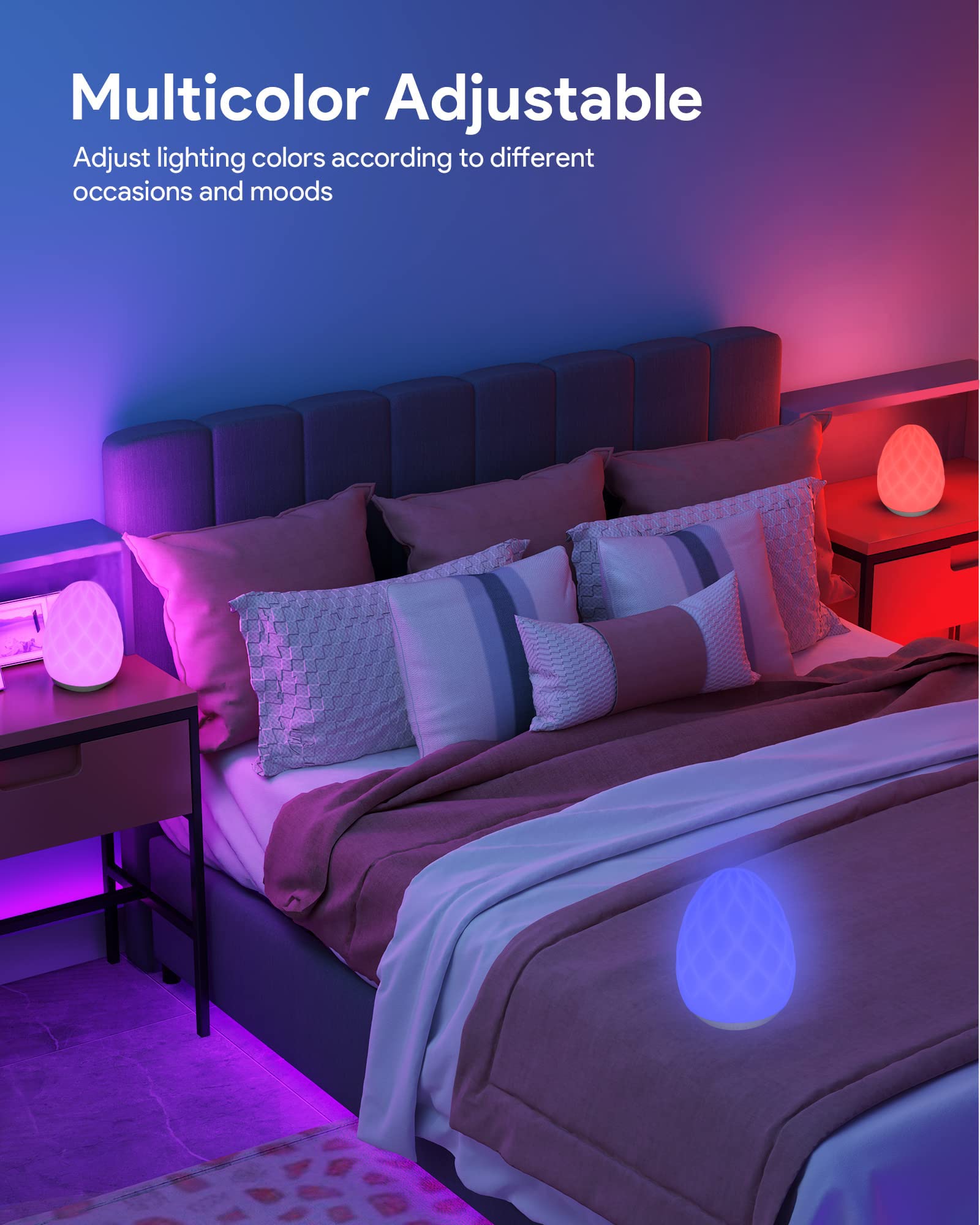 Vovoly Rechangeable Baby Night Light, Large Egg Lamp with Long lasting Battery - Multi-color Cycling- Timer &Touch Control, Battery Powered and Operated Nursery Led Light