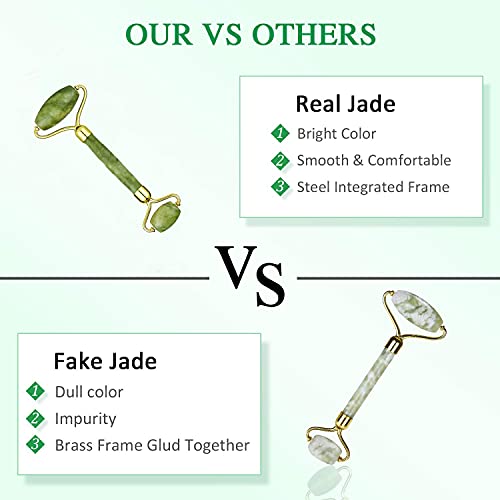 Women's Beauty Tools Jade Roller Two Piece Set Natural Jade For Face - Reduce Wrinkles and Age Puffy Eyes, Firms Skin