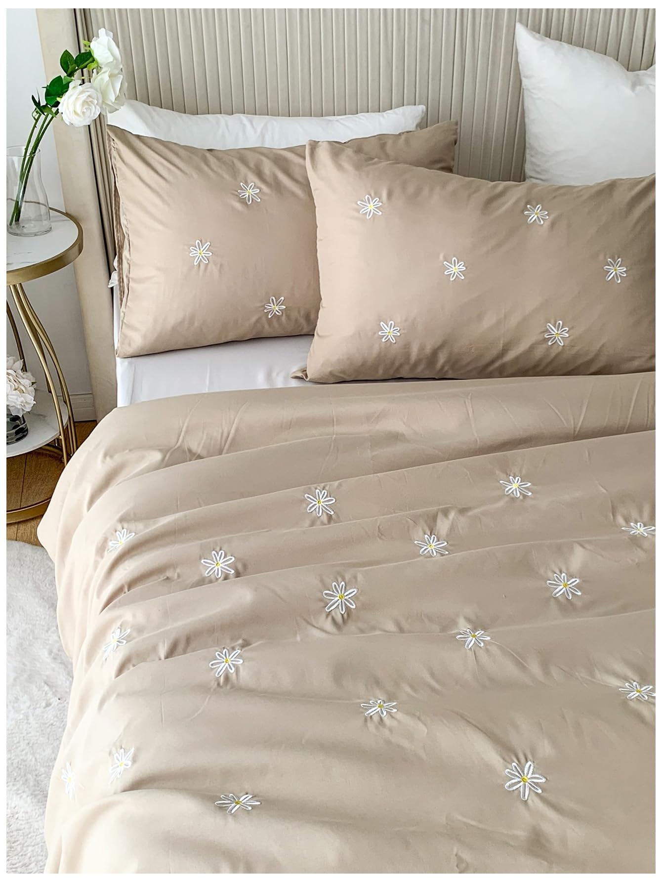 QWINEE 3Pcs Flower Print Duvet Covers Sets Soft Boho Elegant Duvet Bedding Set with 1 Comforter Cover and 2 Pillowcases for All Season Comforter Not Included Multicolor F King
