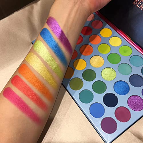 39 Shades High Pigmented Rainbow Metallic Shimmer Eyeshadow Palette Long Lasting Eye Shadow Pallet Blendable Waterproof Makeup Palette for Party