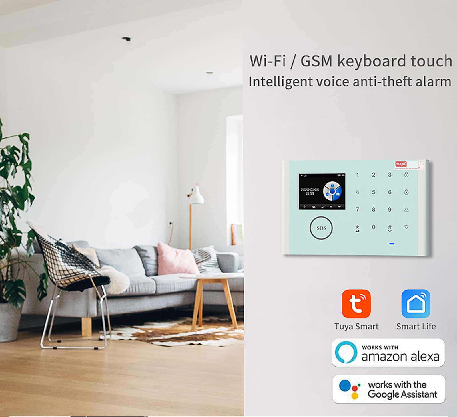 SEHOMY 16 Pieces kit Home Security System with GSM and WIFI APP Control, Wireless Door sensor Burglar Realtime Alarm for Office Shop, Apartment Security, Compatible with Alexa and Google Assistant