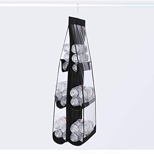 inheming Hanging Purse Handbag Organizer, Dust-Proof Space Saver Storage Holder Bag, 6 Pockets Wardrobe Closet Handbags Storage(Black)