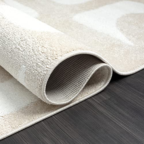 Abani Nuevo Collection Area Rug - Modern Geometric Beige/Cream Design - 5'3" x 7'6" - Easy to Clean - Durable for Kids & Pets - Non-Shedding - Medium Pile - Soft Feel - for Living Room Bedroom Office