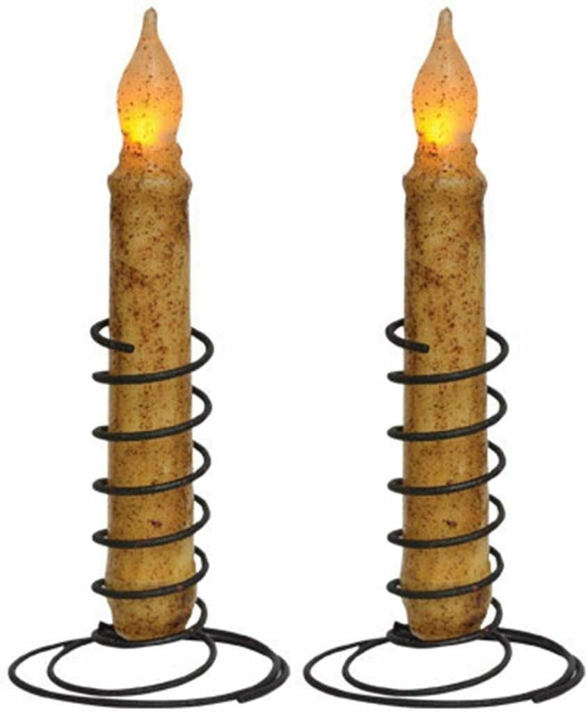 Two Black Wire Spiral Taper Candle Holders Primitive Design Reproduction Springs Home and Garden