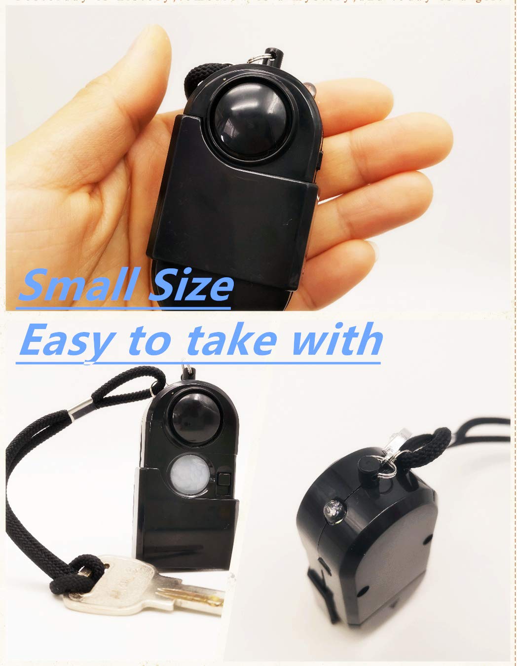 Portable Mini Motion Detector Alarm + 120DB Ear-Piercing Siren + SOS LED Light, Hotel Door Room Security Device for Female Women Kids Life Safety While Travelling Alone 2-Pack