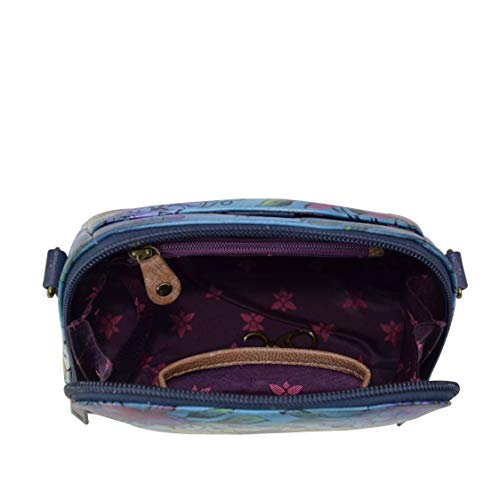 Anuschka Women’s Genuine Leather Zip Around Travel Organizer - Hand Painted Exterior - Enchanted Garden
