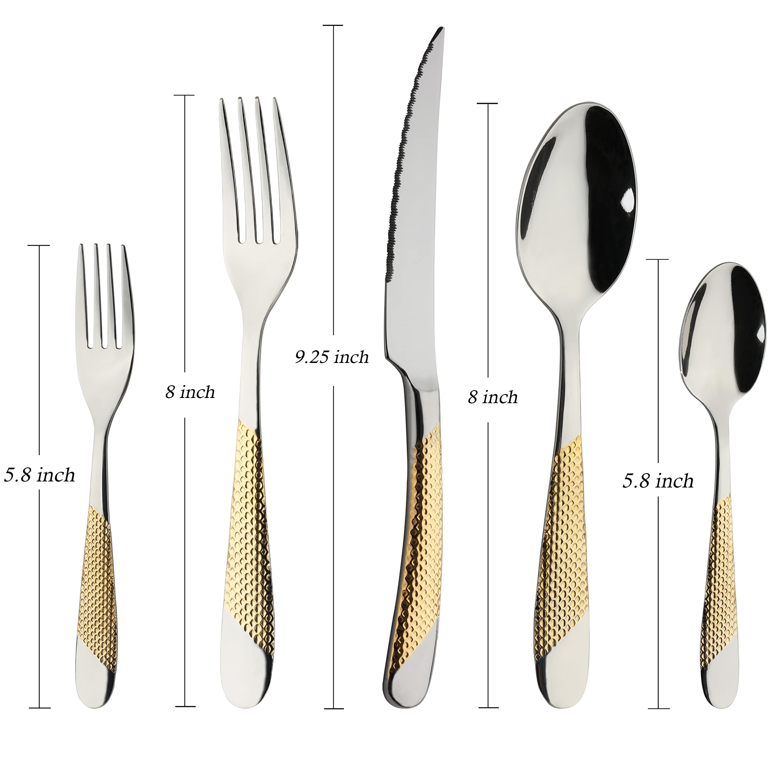 40-Piece Gold Silverware Set Stainless Steel Flatware Set Service for 8 Kitchen Cutlery Utensils Includes Knives Spoons Forks For Home Kitchen Hotel