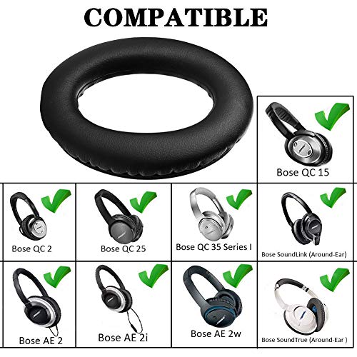 Premium Replacement Ear Pads for QC15 / QC25 / QC35 & 35 ii / QC2 / AE2 / AE2i / AE2W - Headphones Ear Cushion Kit (Black)