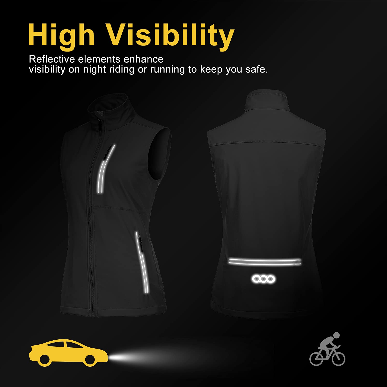 33,000ft Women's Lightweight Running Vest Outerwear with Pockets, Windproof Sleeveless Jacket for Golf Hiking Travel