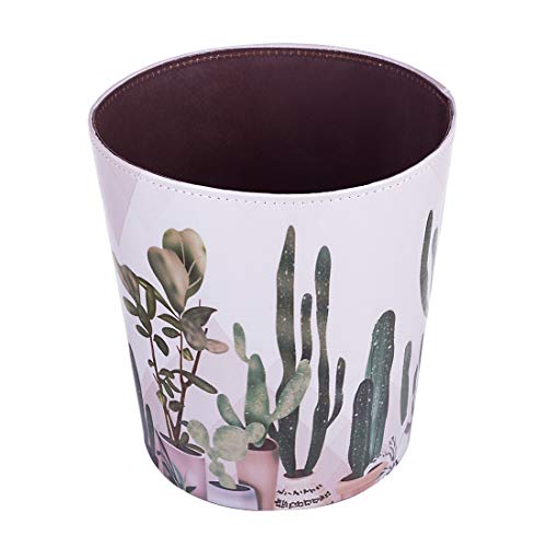 Scakbyer 10L/2.64 Gallon PU Leather Trash Can Decorative Waterproof Wastebasket Paper Basket Garbage Bin for Home Office Bathroom
