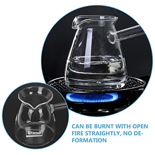 450ML Borosilicate Glass Turkish Coffee Pot Stovetop Tea Maker with Handle Heat Resistant Milk Warmer Hot Chocolate or Butter Melting Pot for Home