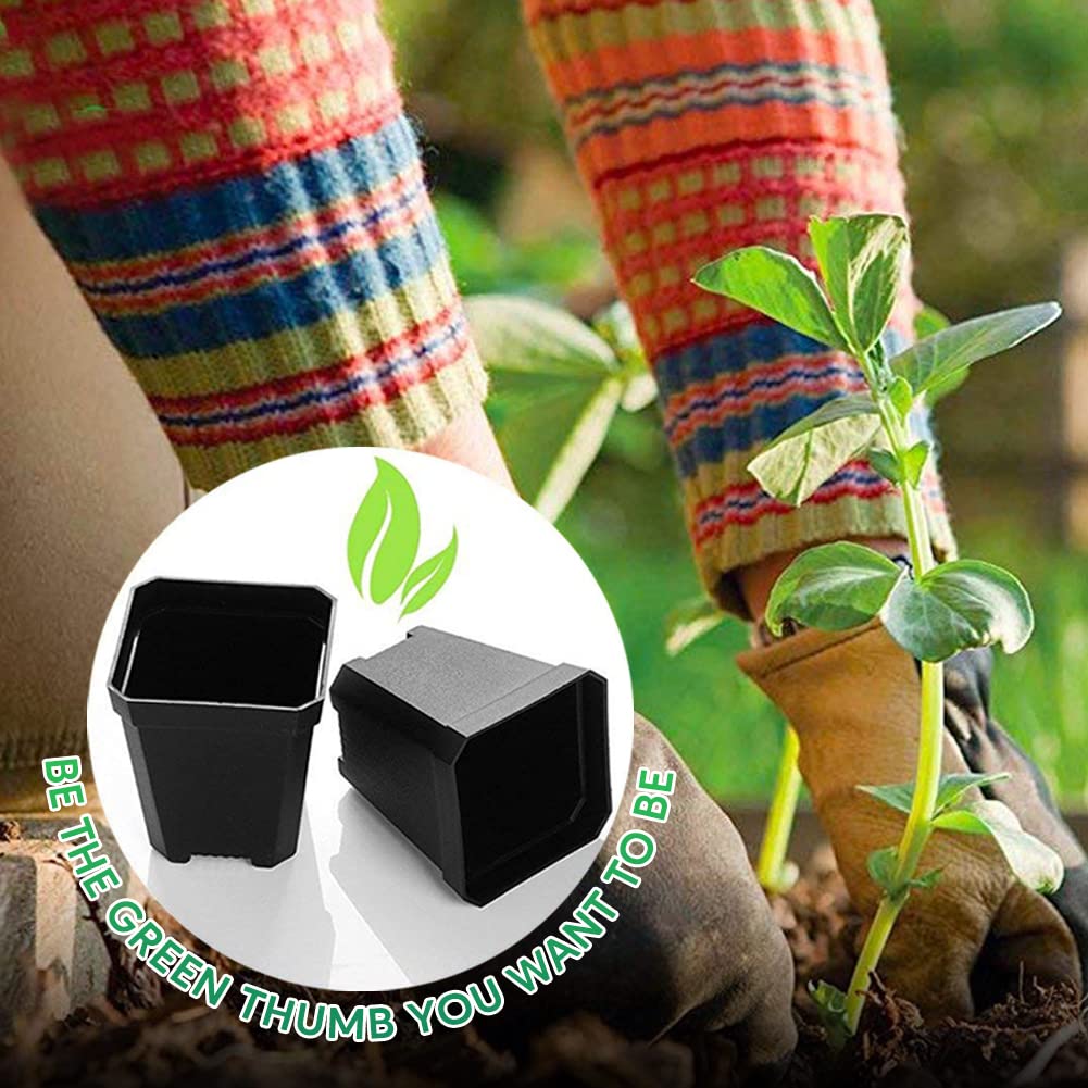 24 Sets 3 Inch Square Plant Nursery Pots with Humidity Domes Clear Lids Plant Labels, Seeds Starter Pot Planter Containers for Planting Seedlings
