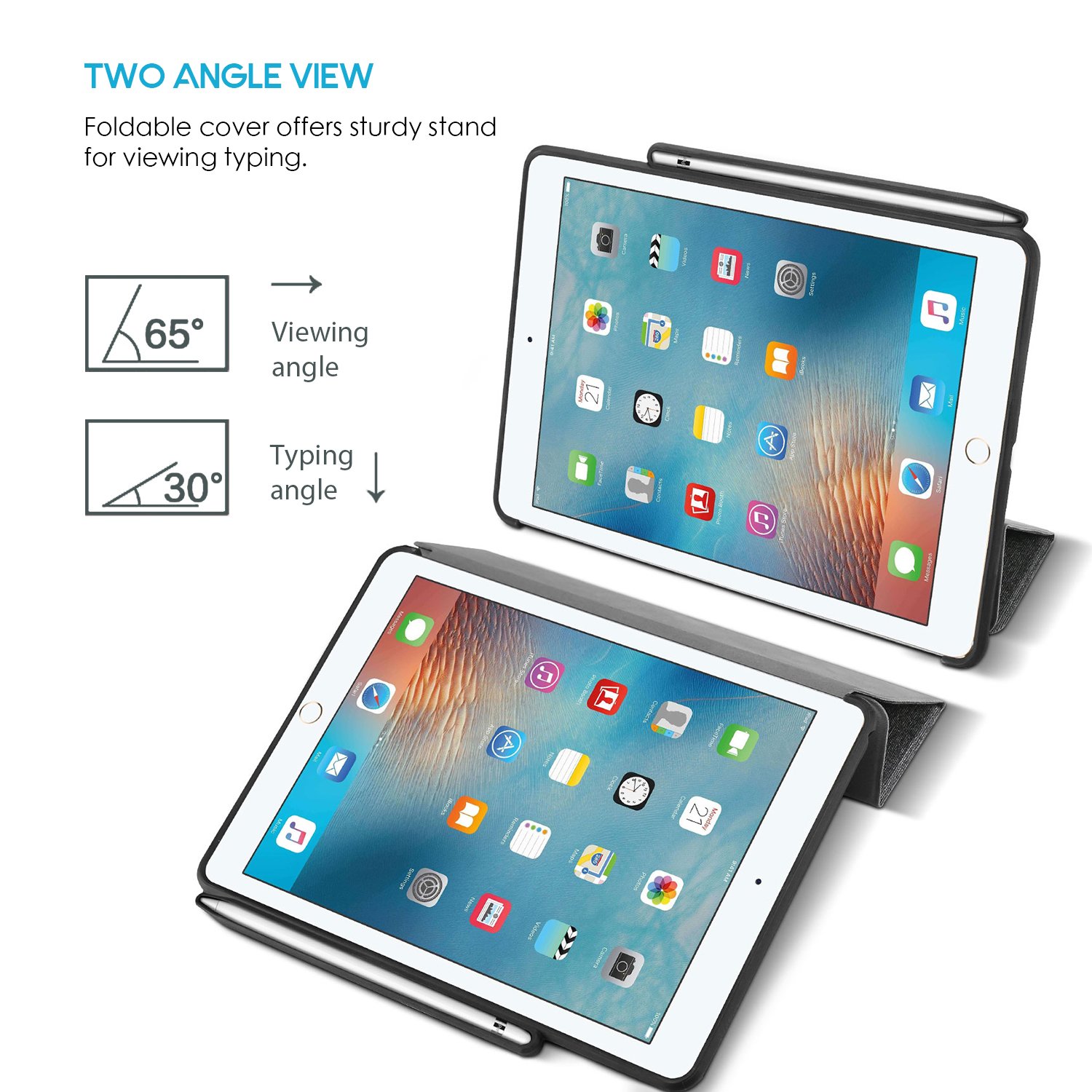 ProCase Smart Case for iPad Air 3rd 10.5" 2019/ iPad Pro 10.5, Slim Folio Stand Cover for iPad Air 10.5 2019/ iPad Pro 10.5 with Pencil Holder -Grey