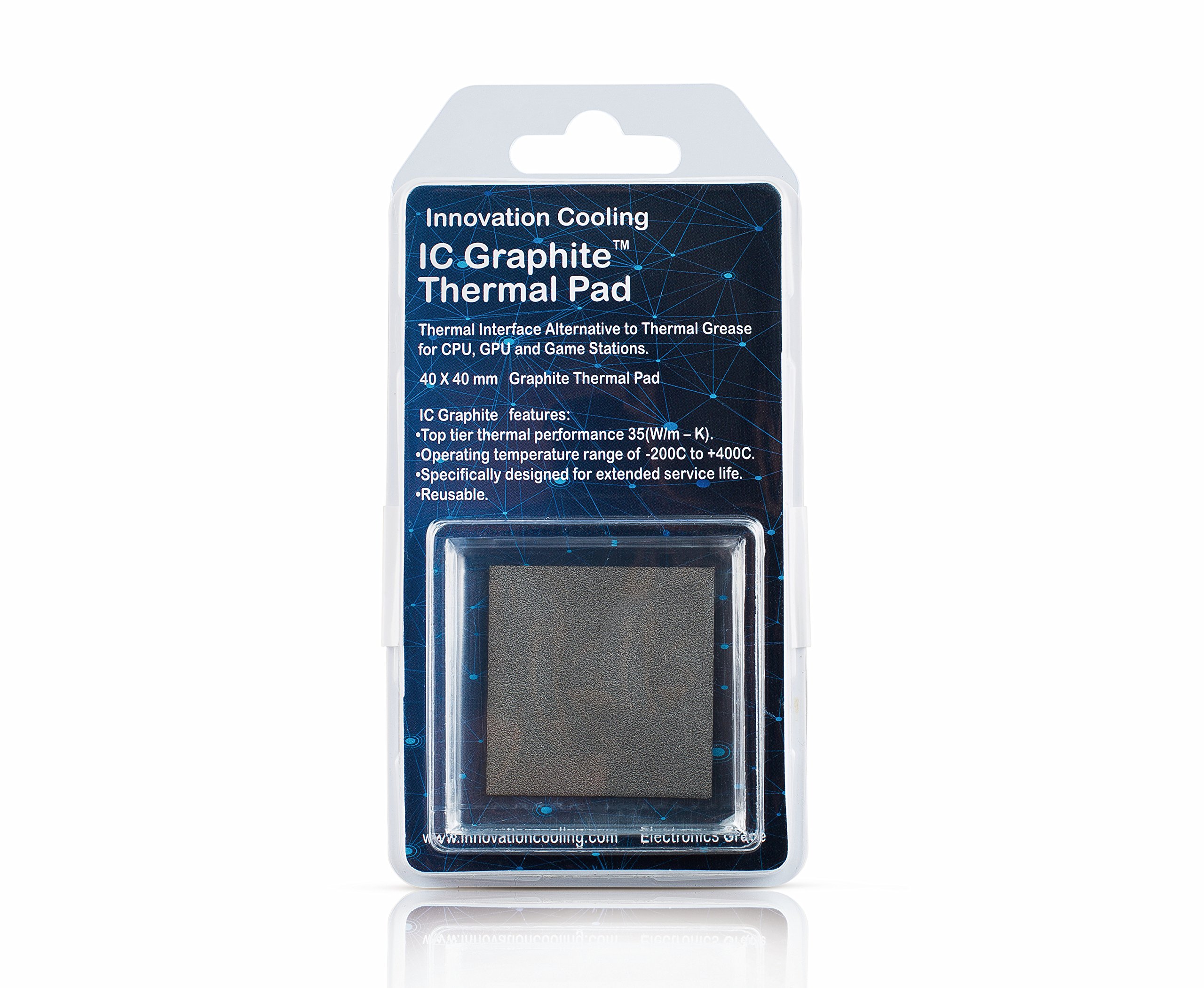 Innovation Cooling Graphite Thermal Pad – Permanent Replacement for Thermal Paste/Grease (40 X 40mm)