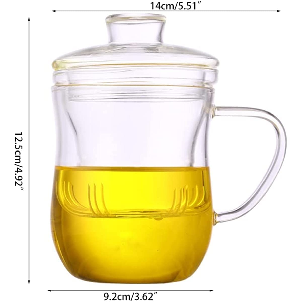 400ml Thickened Glass Tea Mug with Lid and Infuser, Transparent Heat-resistant High Borosilicate Glass Flower Tea Cup Office Milk Cups Coffee Mugs (400ml)