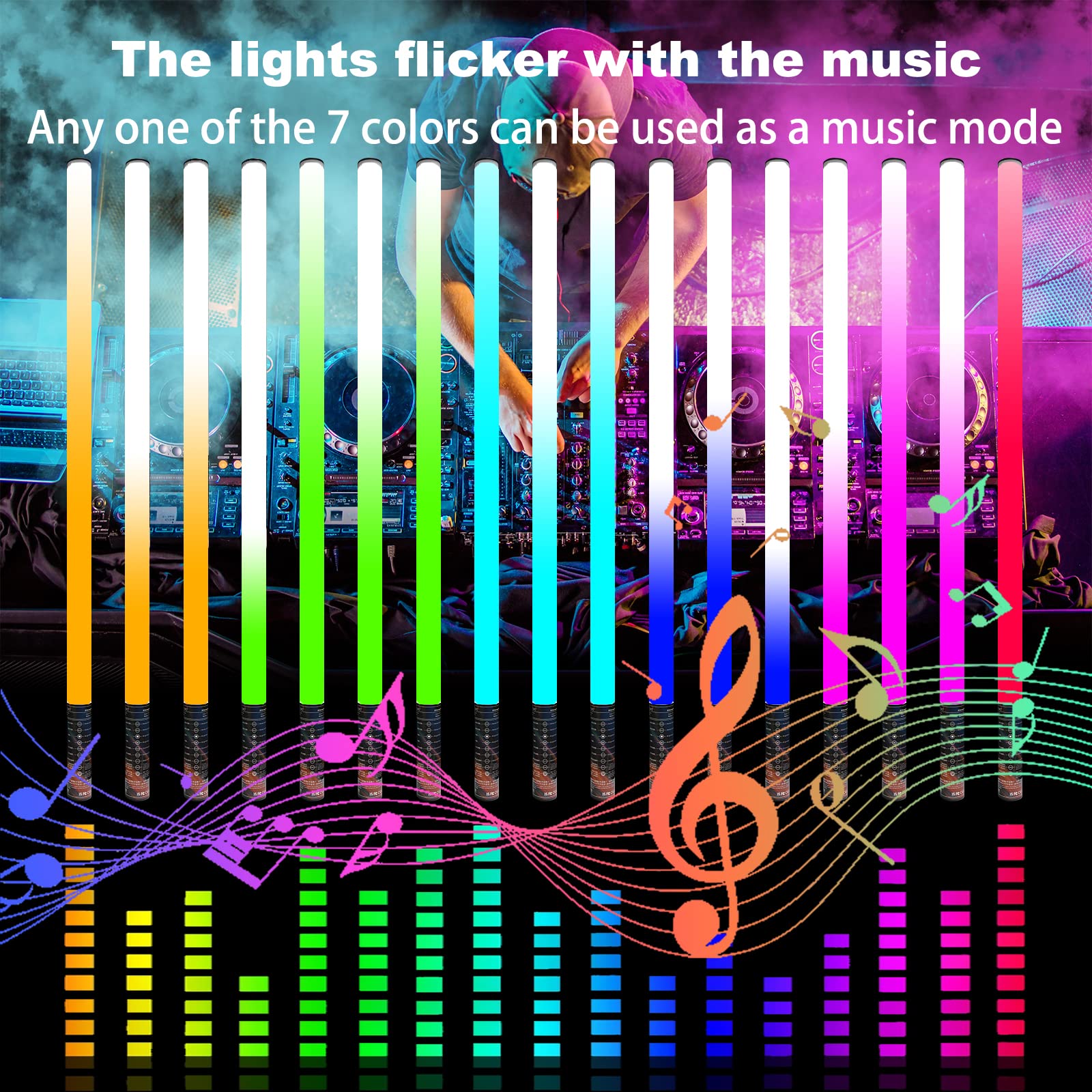 4 Pack 4ft Portable Battery Powered Tube Light 120cm Handheld LED Tube Lights with Tripods, 500 Vivid Effects, Light Tube for Video and Photography,Light Painting,YouTube,Video,TIK tok and Dance Club