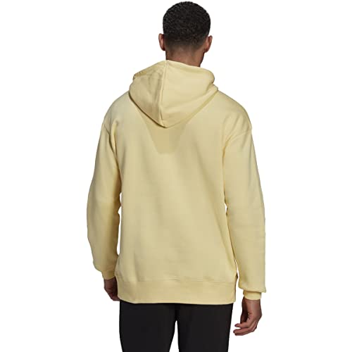 adidas Essentials FeelVivid Cotton Fleece Drop Shoulder Hoodie - Mens Casual L, Almost Yellow, HK2824