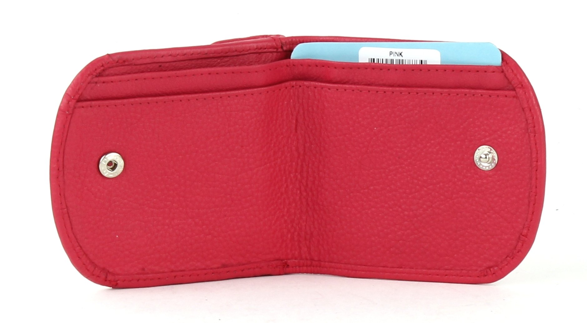 Bacci Leather Impressions Taxi Wallet - Soft Leather, Compact & Snap Pocket on Front, Folding Wallet, Small ID Cards & Coins Holder, Pouch for Men & Women, Coin Case (Leather, Pink)