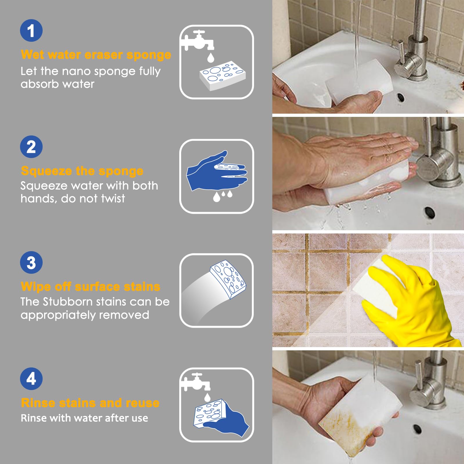 25pack Magic Cleaning Sponge Multifunctional Household Melamine Foam Brush, Suitable for Furniture, Kitchen, Bathroom, car, Yacht, White Goods and Electronic Products, etc., for Surface Cleaning.