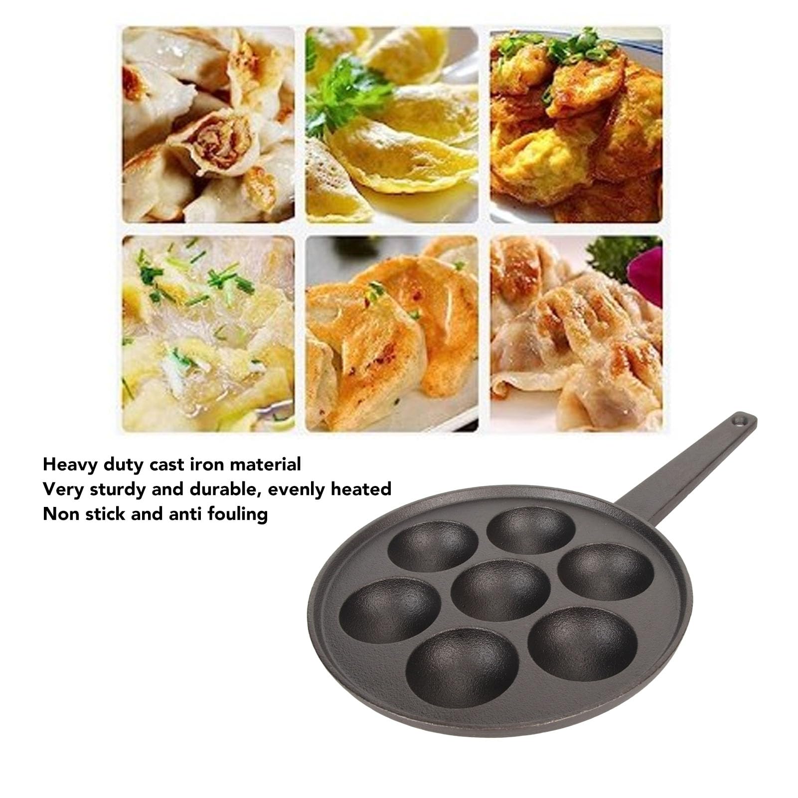 7 Holes Nonstick Takoyaki Grill Pan Cast Iron Takoyaki Maker Deepened Enlarged for Household Kitchen Use