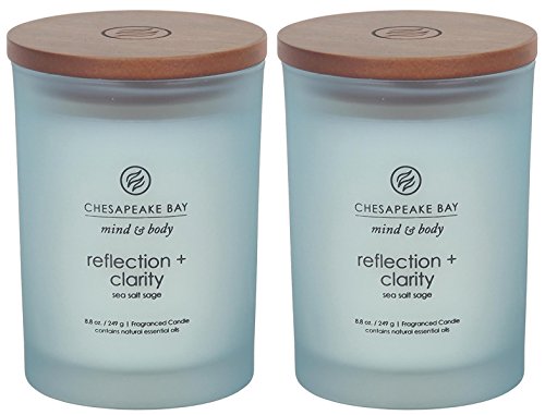 Chesapeake Bay Candle Scented Candles, Reflection + Clarity (Sea Salt Sage), Medium (2-Pack)