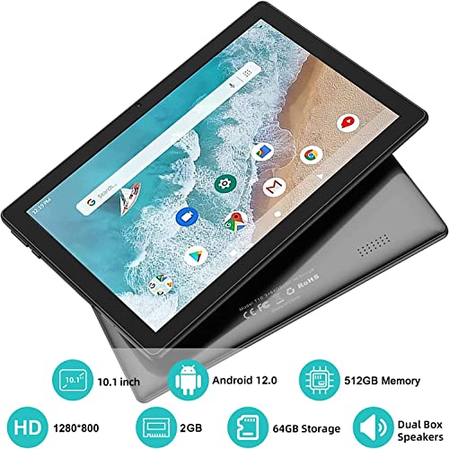 Android 12.0 Tablet, 10 inch 2GB RAM 64GB ROM, 512GB Expand, Tablet with Dual Camera, WiFi, Bluetooth, HD Touch Screen, Google GMS Certified
