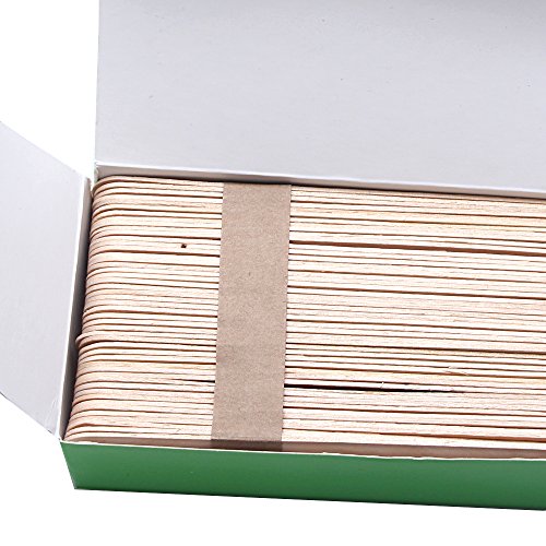 Bluezoo 100 Count Waxing Sticks Spatulas Large Wood Wax Applicator for Eyebrow Bikini Line Hair Removal and Smooth Skin, Salon Spa and Home Usage, Wooden Wax Stick