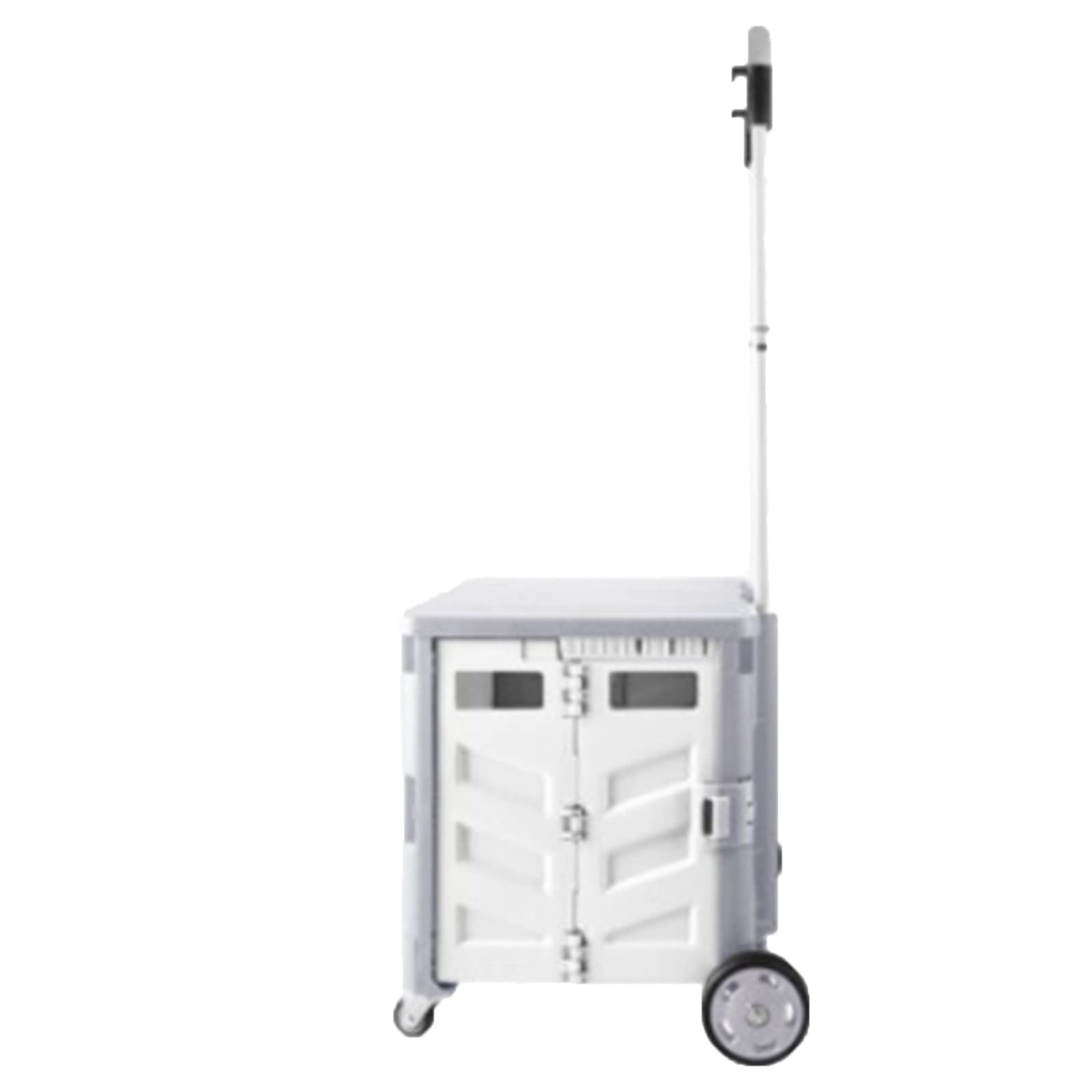 4 Wheels Multifunctional Folding Portable Shopping Cart Aluminum Trolley Trailer (Grey White)