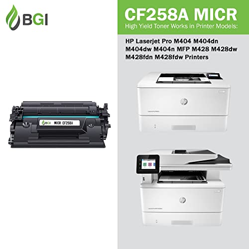 BGI Replacement for HP CF258A 58A MICR Toner Magnetic Ink Remanufactured Cartridge (with Re-Used Original Chip) M404 M428 M404n M404dn M404dw M428dw Printer Toners | 3,000 Page Yield