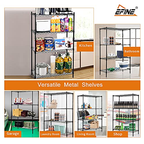 EFINE 2-Pack 4-Shelf Shelving Unit with Shelf Liners Set of 4, Adjustable Rack Unit, Steel Wire Shelves, Shelving Units and Storage Rack for Kitchen and Garage (35.5W X 15.8D X 54H)